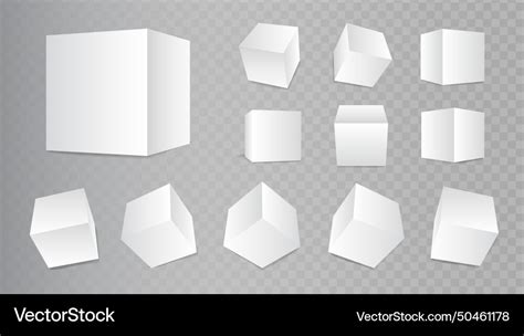 Cube Icon Set With Perspective 3d Models Of White Vector Image