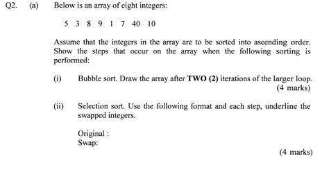 Solved Q2 A Below Is An Array Of Eight Integers 5 3 8 9