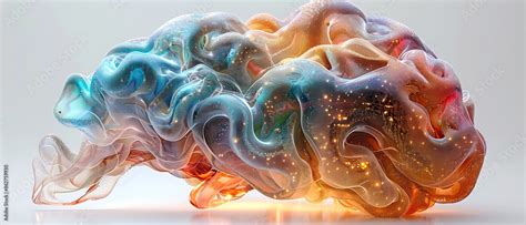 3d Model Of Brain Cerebrum Depicted Sprawling Iridescent Labyrinth
