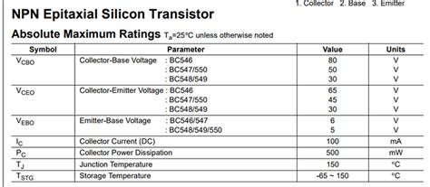 Bc547 Transistor Pinout Equivalents And Specifications 56 Off