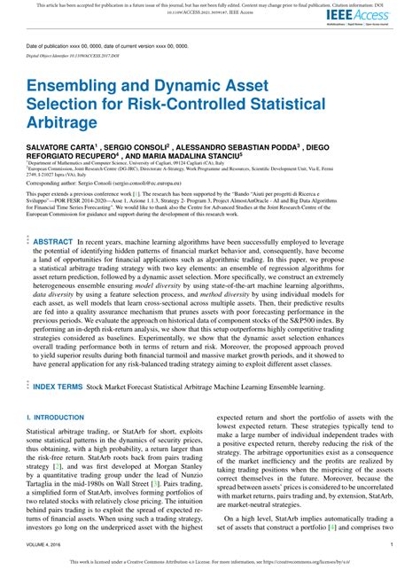 Pdf Ensembling And Dynamic Asset Selection For Risk Controlled