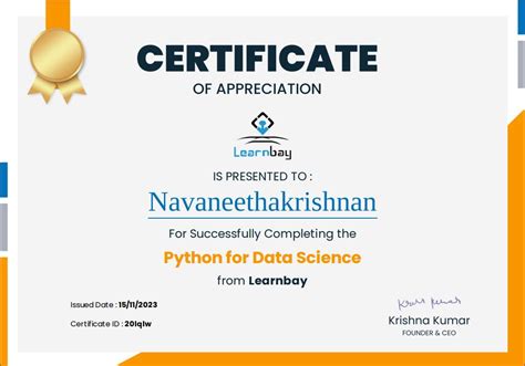 Datascience Python Learnbay Certificationcomplete Navaneethakrishnan Natarajan