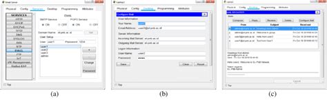 A Email Server Account Setting B Configure Mail And C Email Download Scientific Diagram