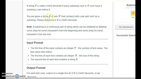 Favourite String Of Chef Codechef Code Drive Youtube