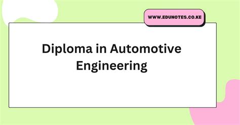 Diploma In Automotive Engineering