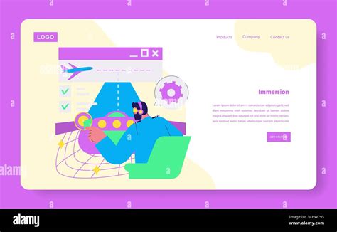 Vector Illustration Showing A Person Engaged In Operating An Aircraft Simulation On A Digital