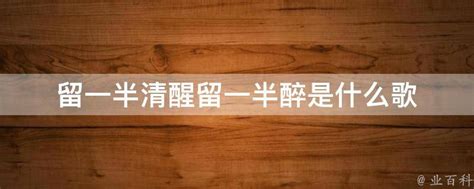 留一半清醒留一半醉是什么歌 业百科