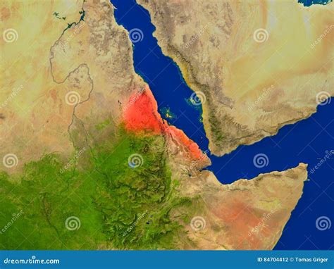 Eritrea From Space In Red Stock Illustration Illustration Of Stratosphere