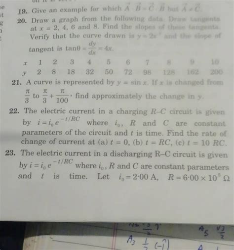 give an example for which a cdot b c cdot b but a c draw a graph from t