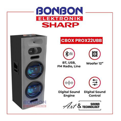 Sharp Active Speaker Bluetooth Cbox Prox22ubb Pro X Series 3 Way