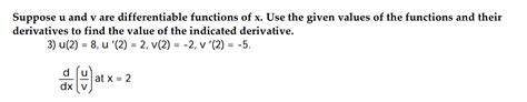 Solved Suppose U And V Are Differentiable Functions Of X