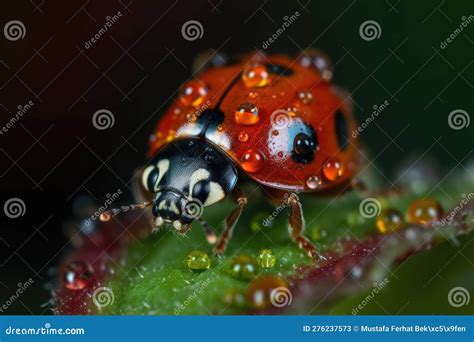 Ladybug Macro Photography Close Up Shallow Focus Generative Ai Stock