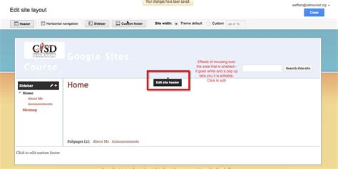 Google Sites Creating A Custom Header And Or Footer