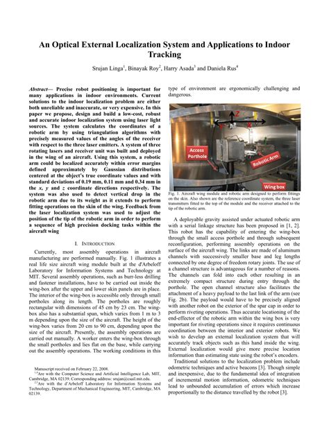 Pdf An Optical External Localization System And Applications To Indoor Tracking