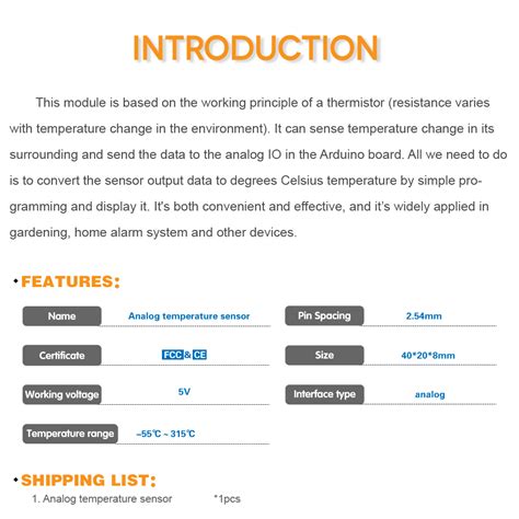 Keyestudio Analog Temperature Sensor Detection Module For Arduino