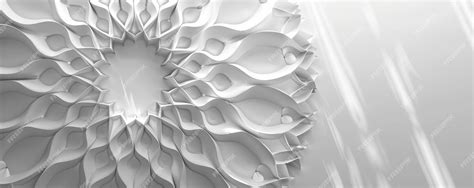 Abstract White Geometric Pattern On A Grey Background With Leaves And Shadows Creating Depth And