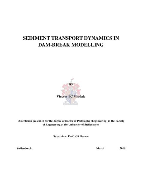 Pdf Sediment Transport Dynamics In Dam Break Modelling Vincent Msadala