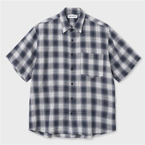 옴브레 체크 하프 셔츠 미드 블루 감도 깊은 취향 셀렉트샵 29cm