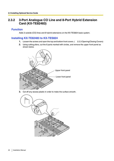 Panasonic Kx Tes824 Installation Manual Optional Service Cards