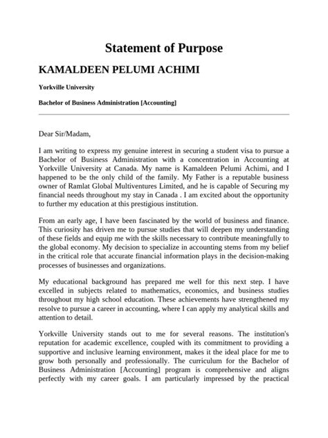 Statement Of Purpose Kamaldeen Pdf Accounting Cognition