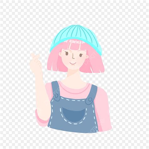 Short Hair Clipart Png Images Cute Short Hair Girl Love Gesture Hair