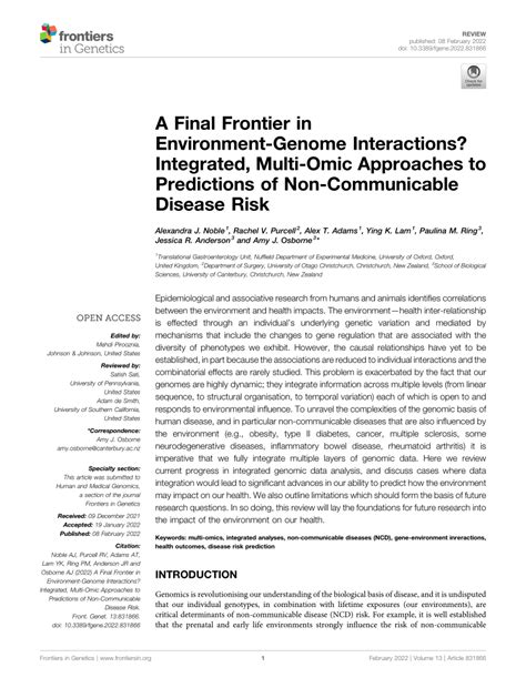 Pdf A Final Frontier In Environment Genome Interactions Integrated Multi Omic Approaches To