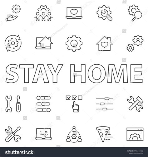 Set Settings Setup Vector Line Icons เวกเตอร์สต็อก ปลอดค่าลิขสิทธิ์ 1706347732