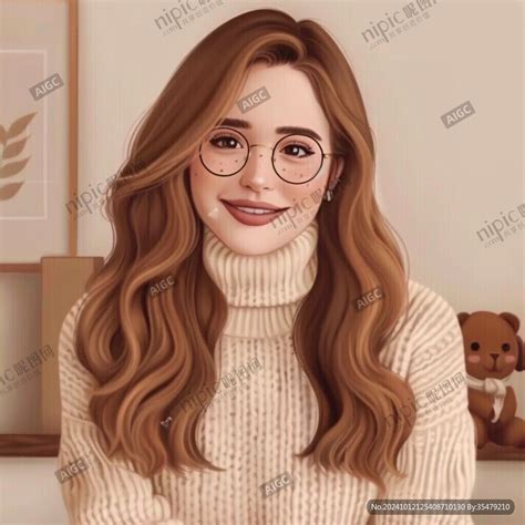 Ai创作图人物头像美女插画 数字肖像插画 插画人物戴眼镜女孩 少女头像插画 戴眼镜女孩插画 眼镜女孩插画 插画头像 插画半身像 长发少女插画 头像插画定制 插画人物头像女孩 长发女孩插画 人物