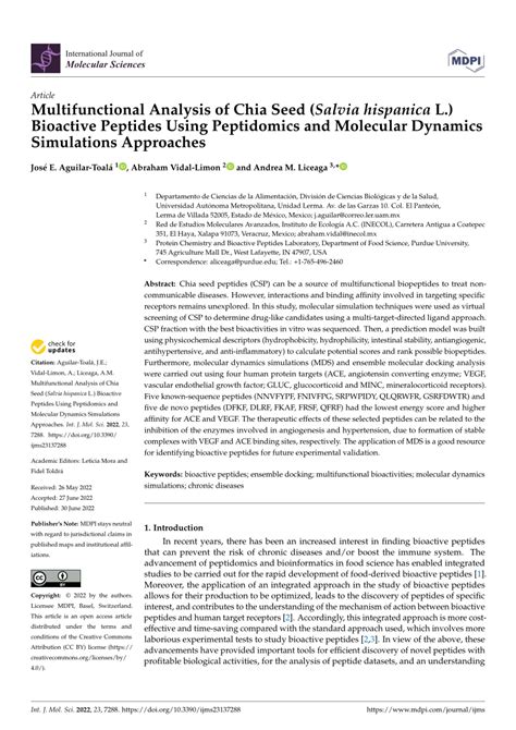 Pdf Multifunctional Analysis Of Chia Seed Salvia Hispanica L