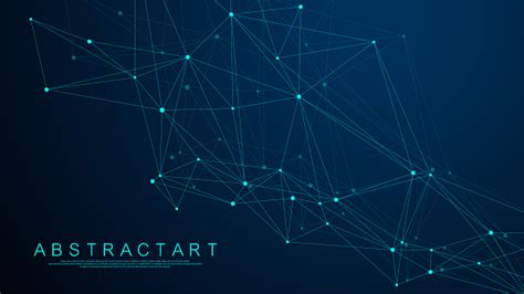 파란색 배경의 추상적인 디지털 네트워크 연결 구조입니다 인공 지능 및 엔지니어링 기술 개념 글로벌 네트워크 빅 데이터 라인