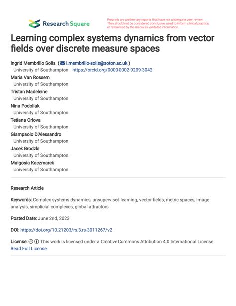 PDF Learning Complex Systems Dynamics From Vector Fields Over