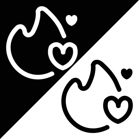 Tinder Icon Outline Style Isolated On Black And White Background