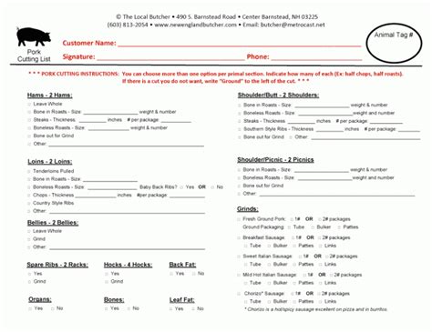 Pork Cut Sheet Explained Printable Free Templates