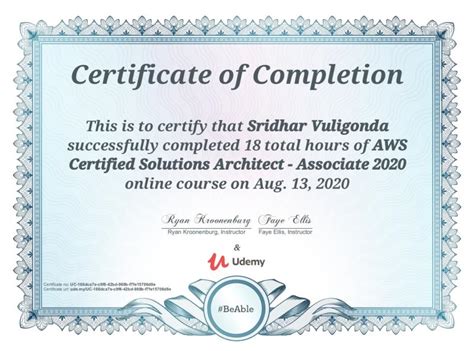 sridhar vuligonda on linkedin successfully completed my aws solution architect training from udemy