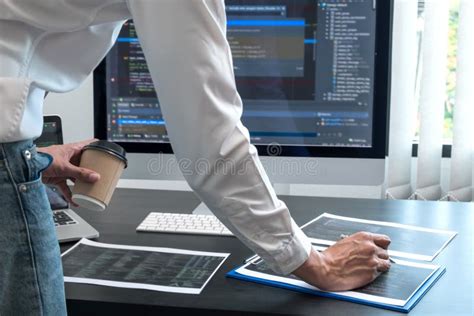 Programmer Man Working With Computer Programming Professional Development And Coding