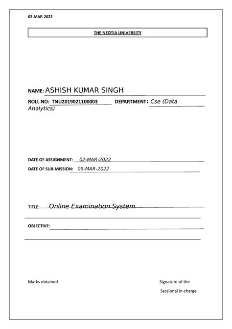 Ashish Kumar Singh 02 Boerhfopiewsv Name Ashish Kumar Singh Roll