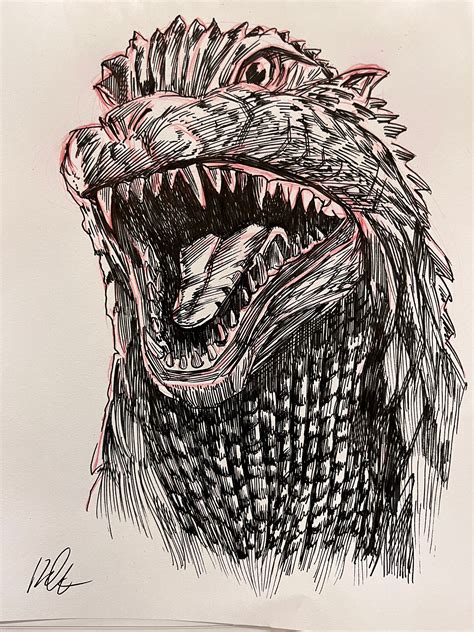 Godzilla Ink Art Etsy