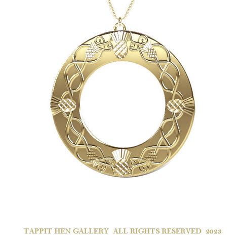 Scottish Thistle Edinburgh Celtic Necklace In 9ct Yellow Gold Tappit