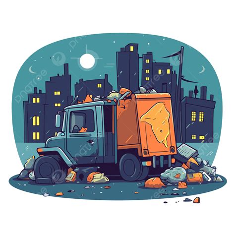 쓰레기 수거 벡터 만화 스타일의 도시에 있는 스티커 클립 아트 쓰레기 트럭 그림 상표 클립 아트 Png 일러스트 및 벡터 에 대한 무료 다운로드 Pngtree