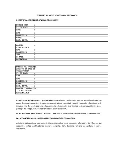 Formato Solicitud Medida De Protección Pdf Salud Y Bienestar