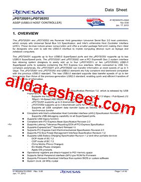 UPD720201K8 701 BAC A Datasheet PDF Renesas Technology Corp