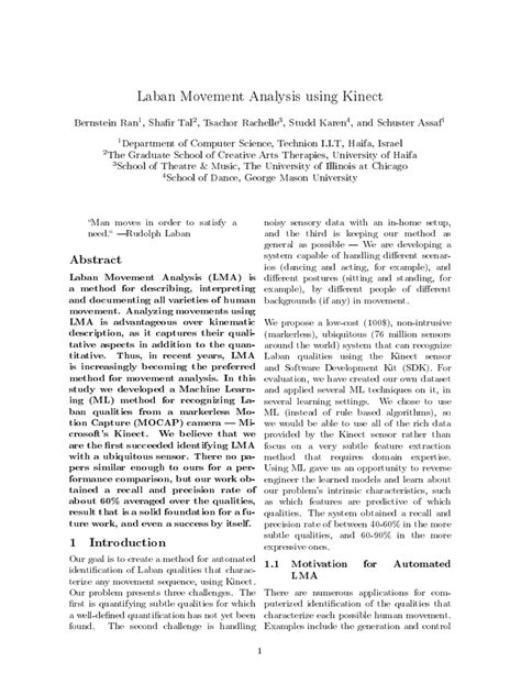 Laban Movement Analysis Using Kinect Cognitive Science Psychology And Cognitive Science