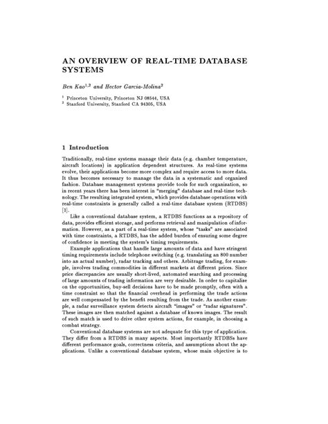pdf an overview of real time database systems