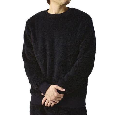 超モコモコ トレーナー メンズ ボアフリース 厚手 毛布 長袖 クルーネック 無地スウェット 上着のみ B9k B9k Flag On