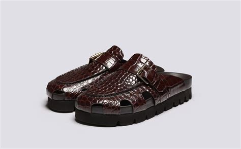 Dotty Clogs For Women In Brown Printed Leather Grenson