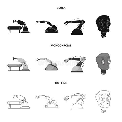 Isolated Object Of Robot And Factory Sign Set Of Robot And Space Stock Vector Illustration