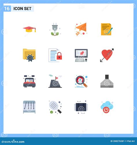 Pack Of 16 Modern Flat Colors Signs And Symbols For Web Print Media