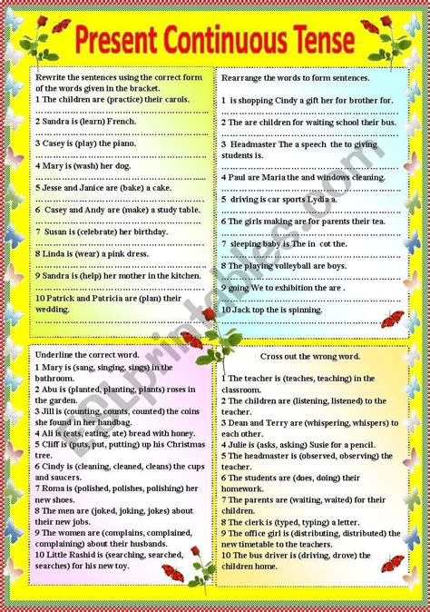 Present Continuous Tense With Answer Key Esl Worksheet By Sharin Raj