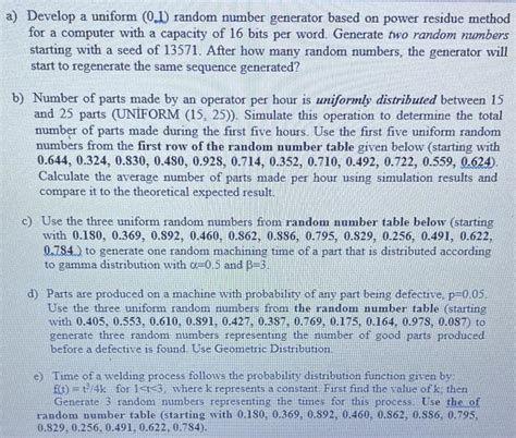 Solved Develop A Uniform 01 Random Number Generator Based