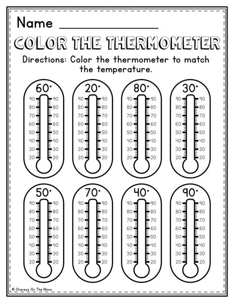 Color The Thermometer Worksheet Learn About Temperature In 2025 1st